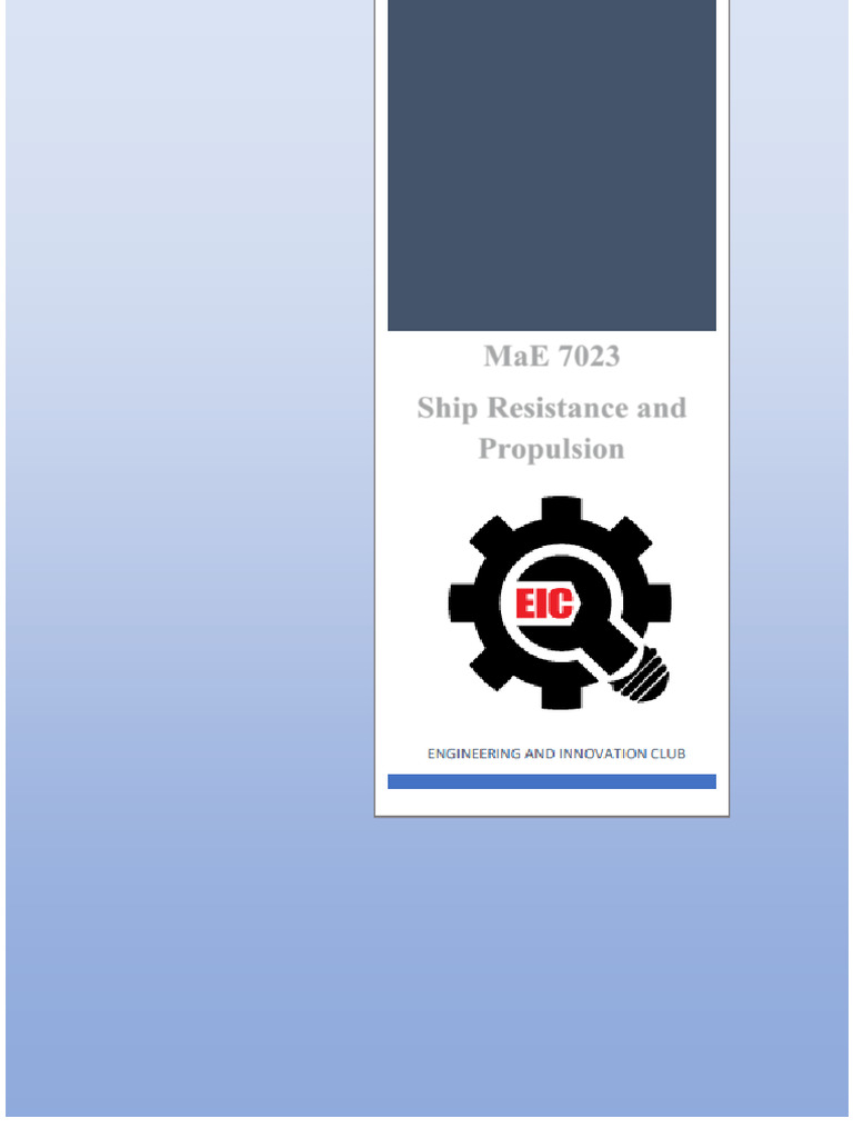 MaE7023 - Ship Resistance and Propulsion | PDF | Ships | Physical Phenomena