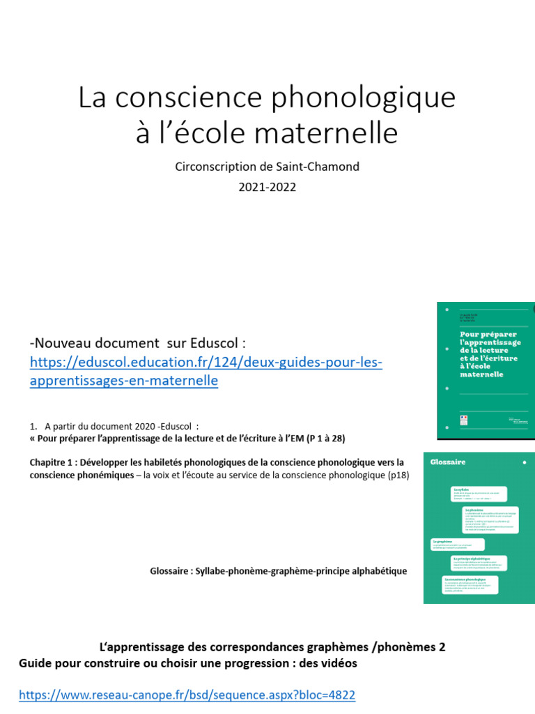 Conscience phonologique en maternelle | PDF | Syllabe | Phonologie