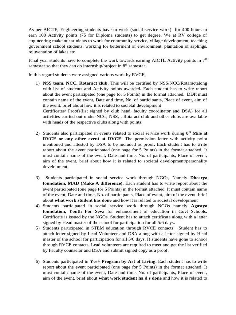 AICTE Activity Point - 2023 - Details-1 | PDF