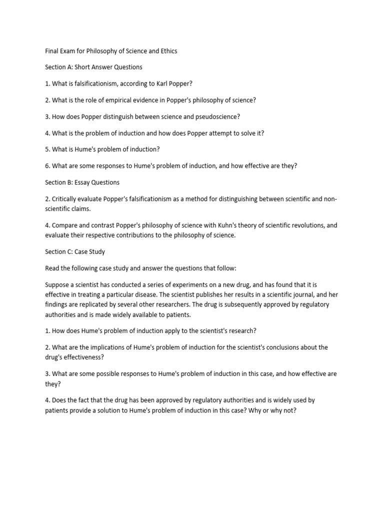 Final Exam For Philosophy of Science | PDF