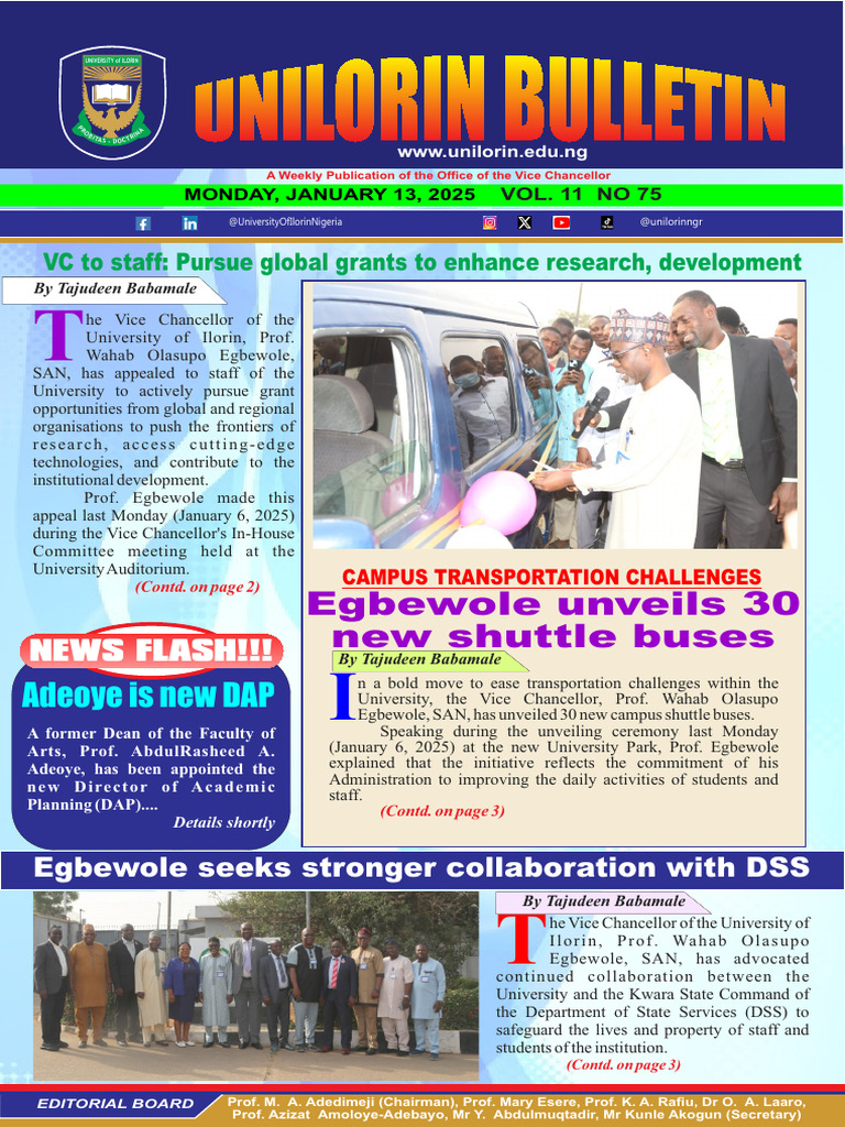 Unilorin VC Advocates Grants, New Buses | PDF | Bus
