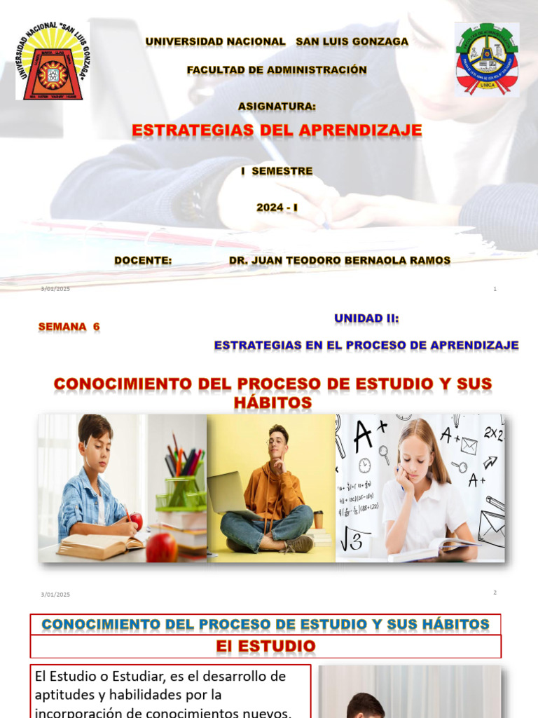 SEMANA6CONOCIMIENTODELPROCESODEESTUDIOYSUSHABITOS | PDF | Aprendizaje | Ciencia cognitiva