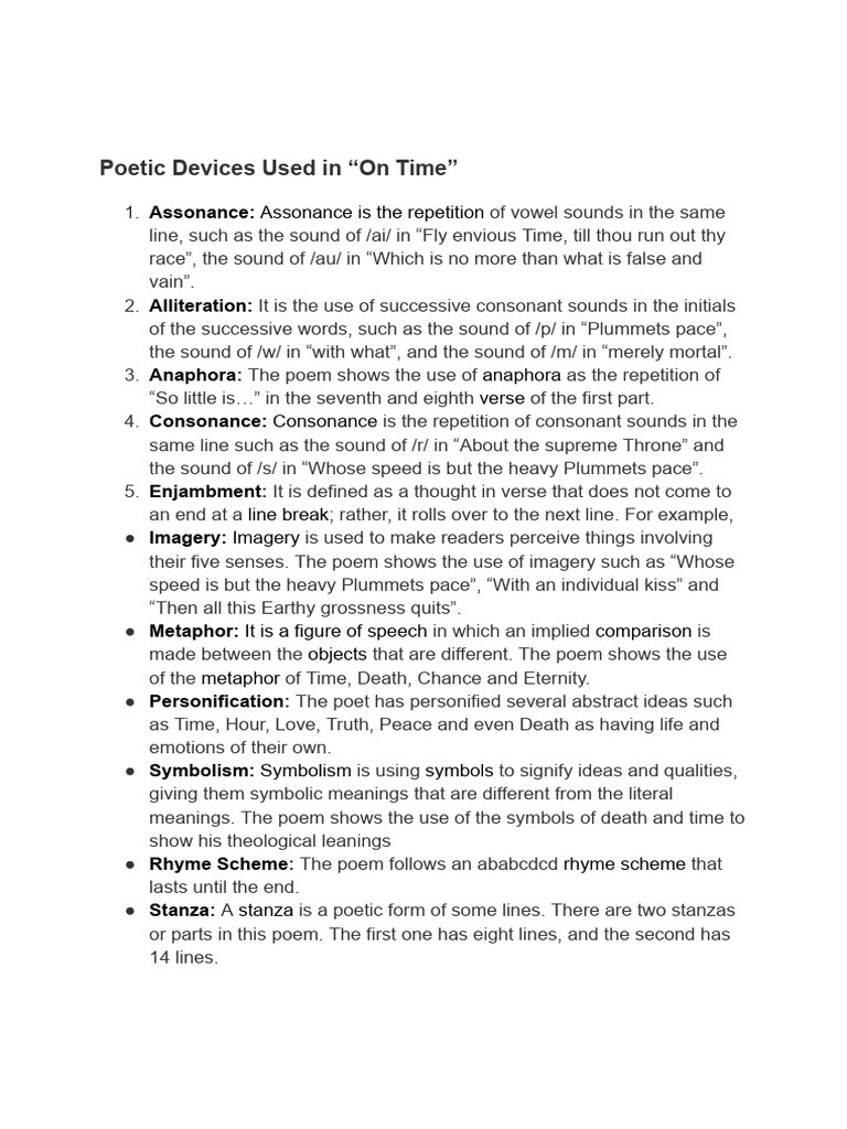 Poetic Devices On Poems by Milton | PDF