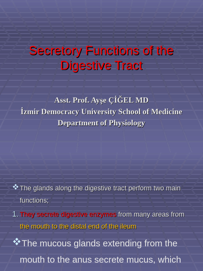 Digestive Tract Secretory Functions | PDF | Stomach | Bile