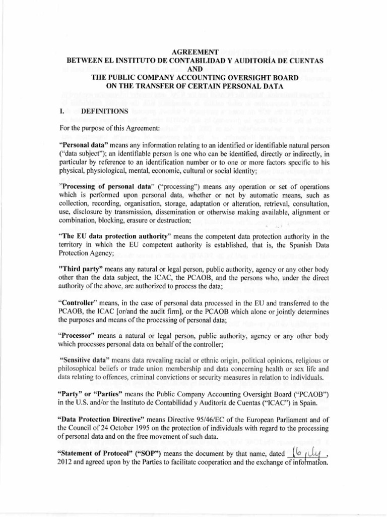 Data Transfer Agreement: ICAC & PCAOB | PDF | Audit | Information ...