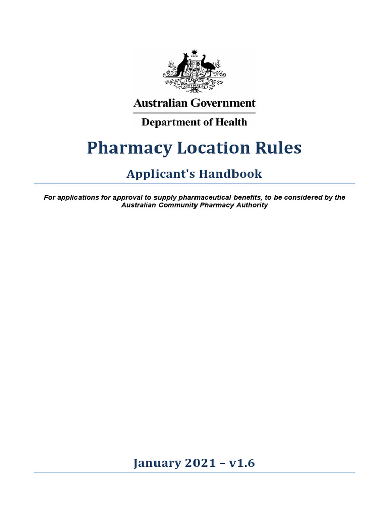 Pharmacy Location Rules Applicants Handbook | PDF | Lease | Pharmacy