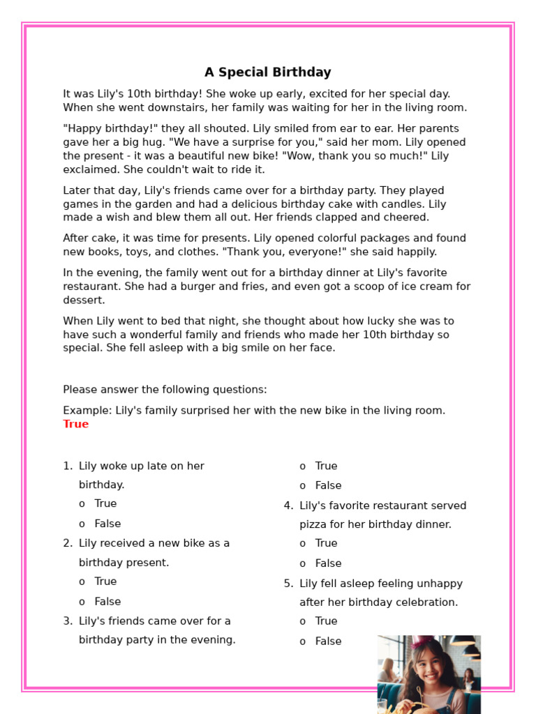 Lily's 10th Birthday Celebration | PDF