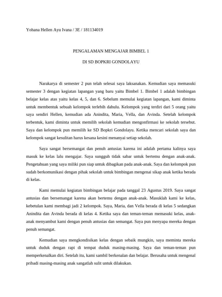 Karangan Naratif Yohana Hellen Ayu Ivana | PDF