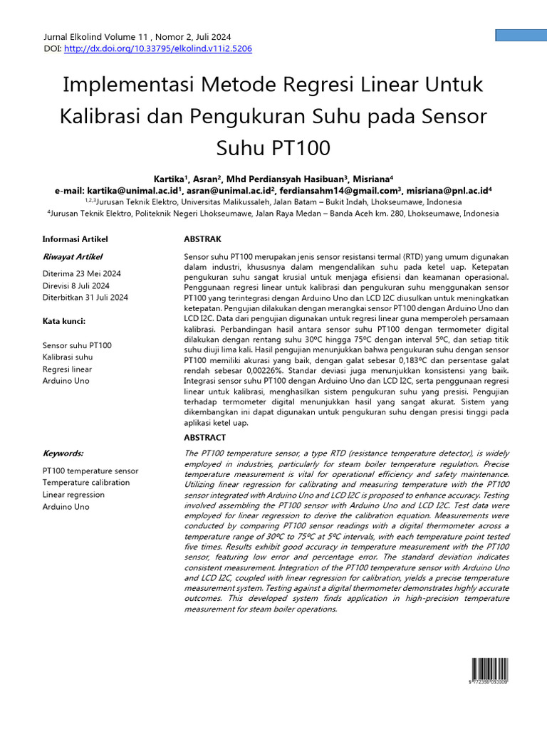 Implementation of Linear Regression Method For Cal | PDF