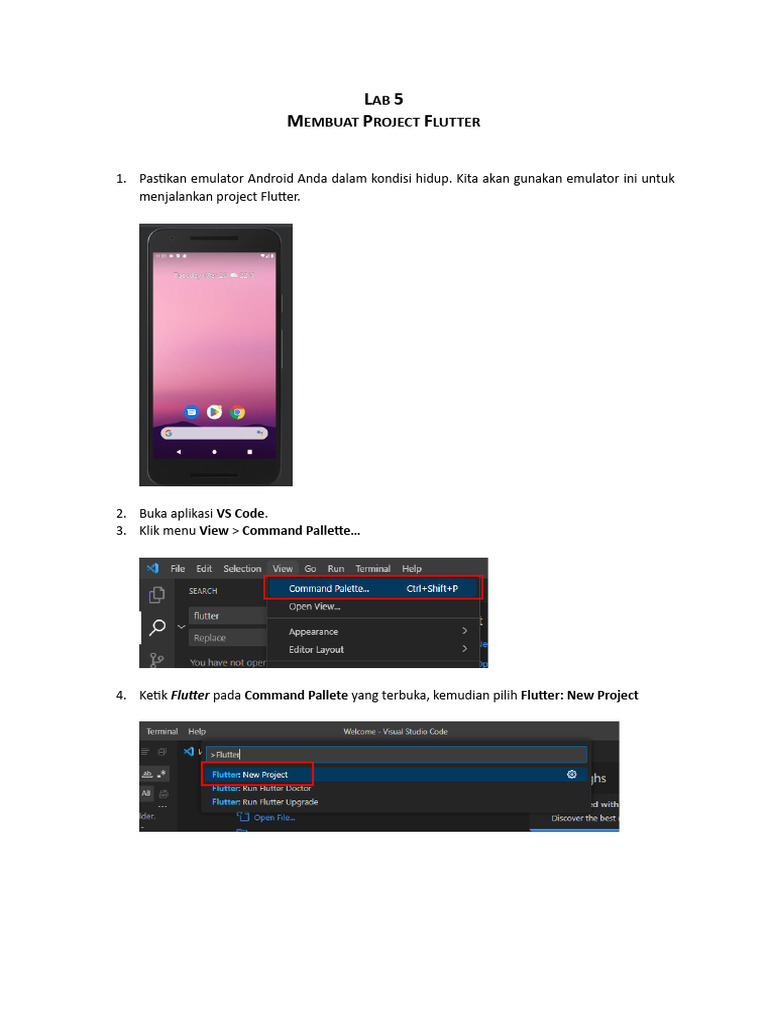 Lab 5 - Membuat Project Flutter | PDF
