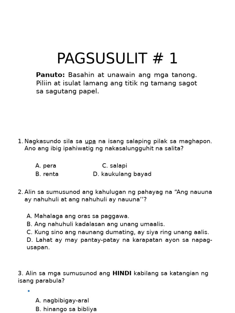 PAGSUSULIT # 1 | PDF