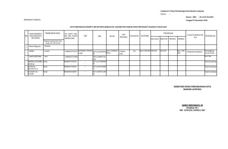 Rekonsiliasi Data Peserta JKN-KIS JAFRIL | PDF