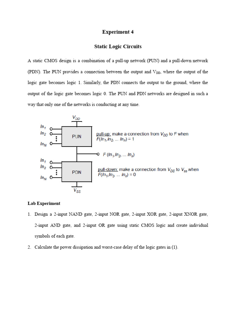 Exp 4 Static Logic Circuits | PDF