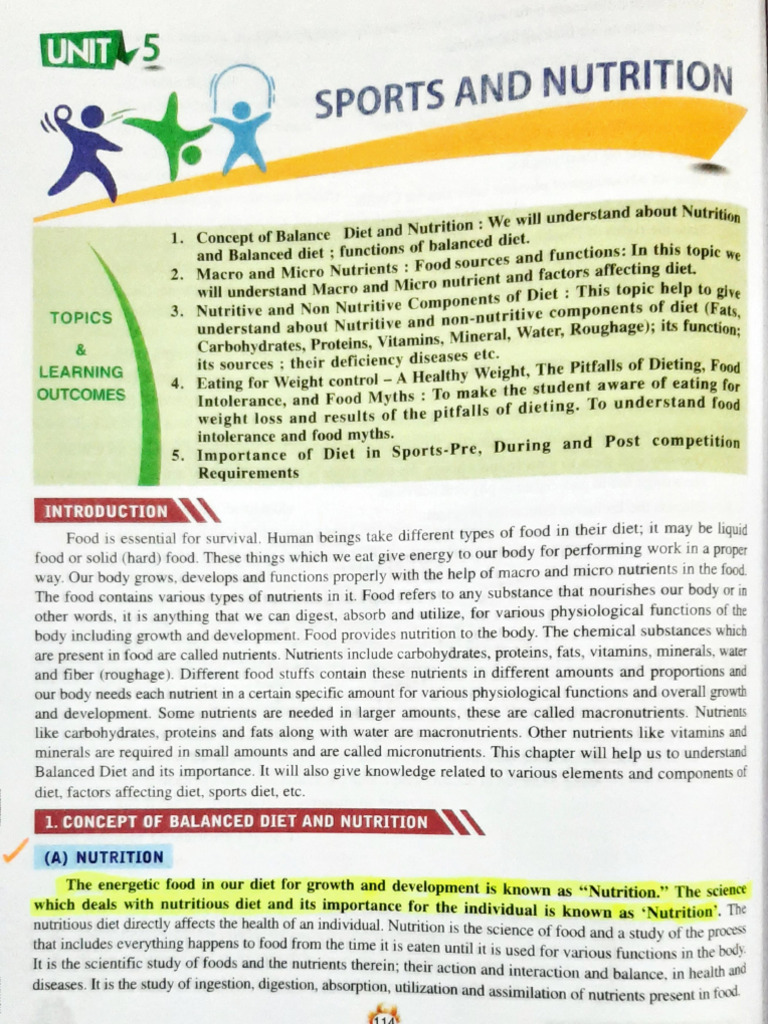 12th Unit-5 Sports & Nutrition | PDF