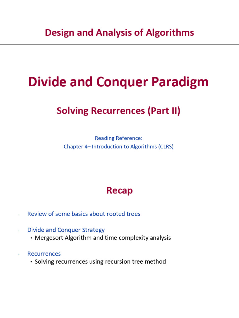 06 Solvingrecurrences Part2 Pdf Recurrence Relation Computer Programming
