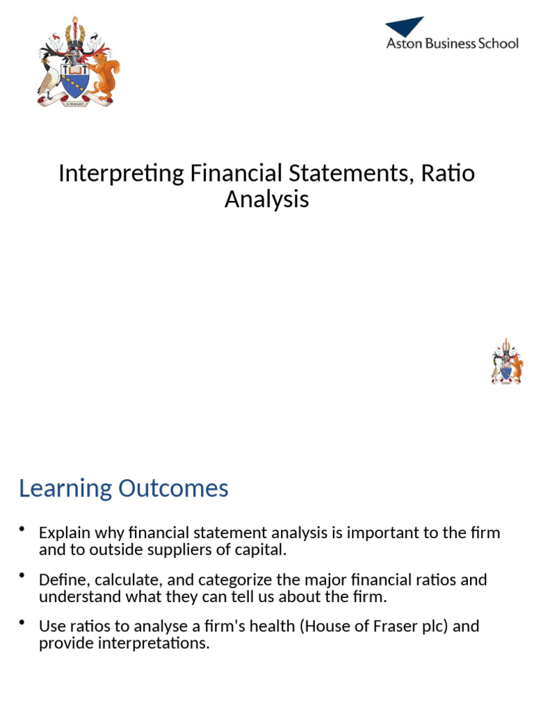 Week 4interpreting Financial Statements, Ratio Analysis | PDF | Dividend | Working Capital