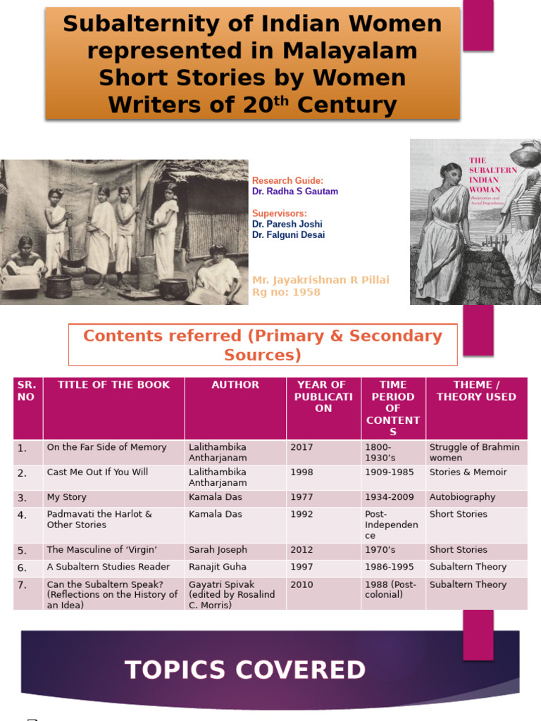 Subalternity of Indian Women represented in Malayalam Short | PDF