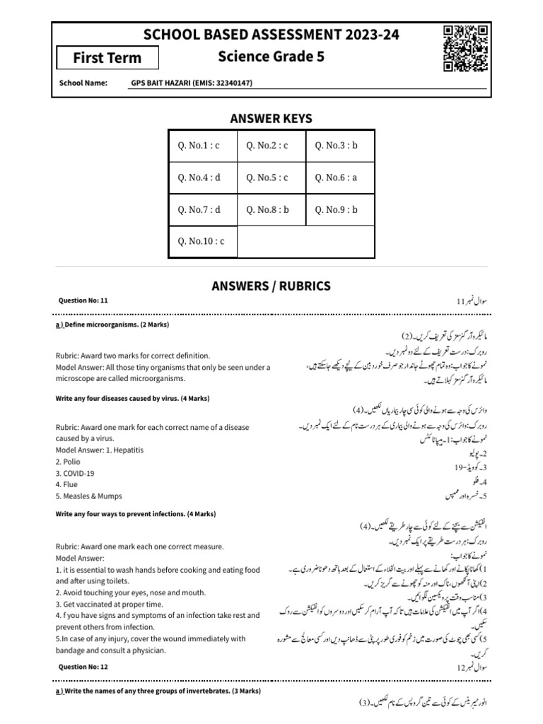 5 Science Keys - Rubrics | PDF