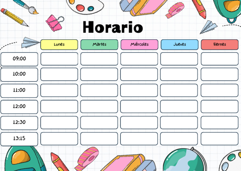 Horario escolar creativo ilustrativo multicolor_20250122_130420_0000 | PDF
