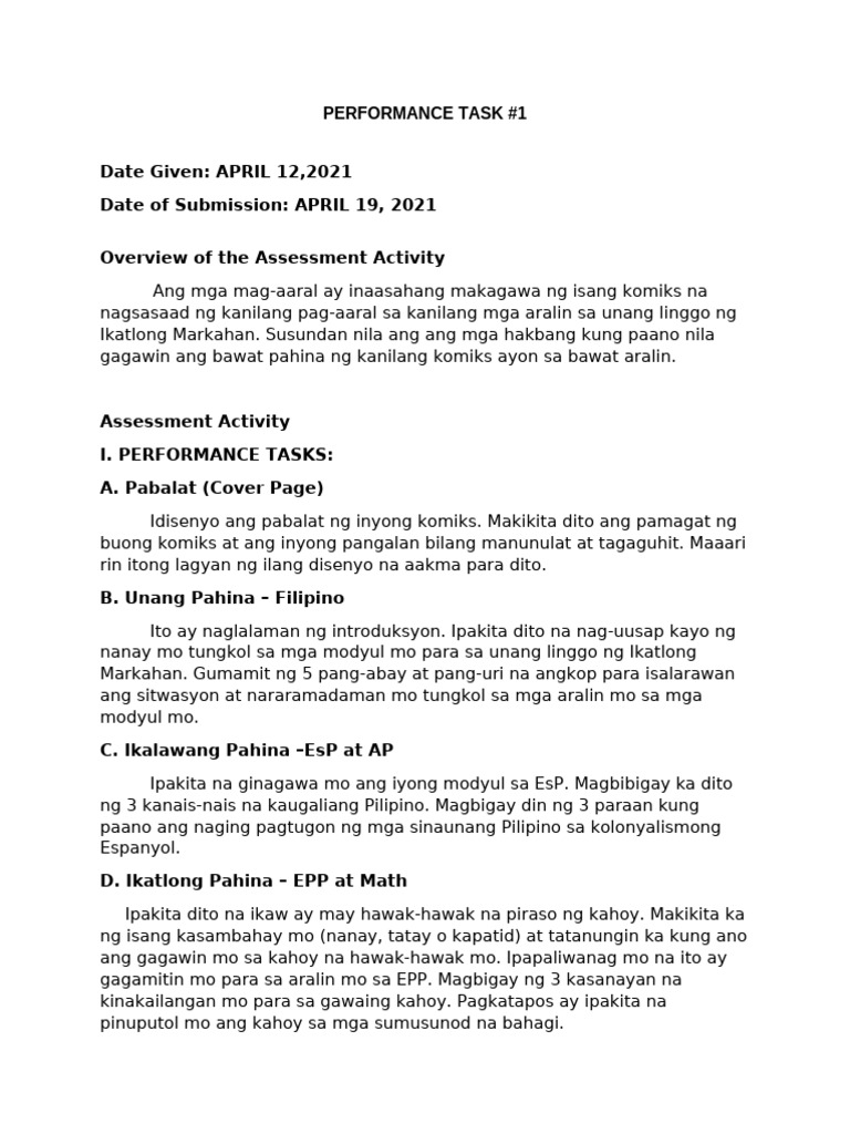 Performance Task 1 | PDF