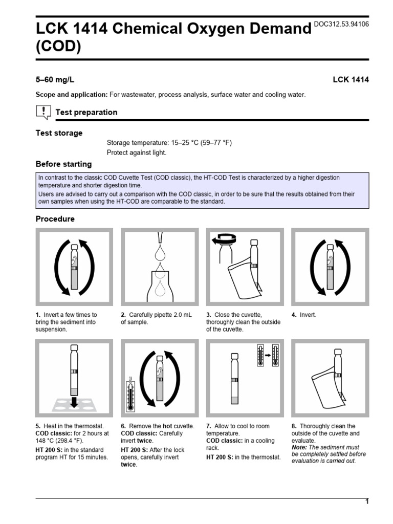 Hach LCK1414 COD Test Method (As Per ISO-6060) | PDF | Chemical ...