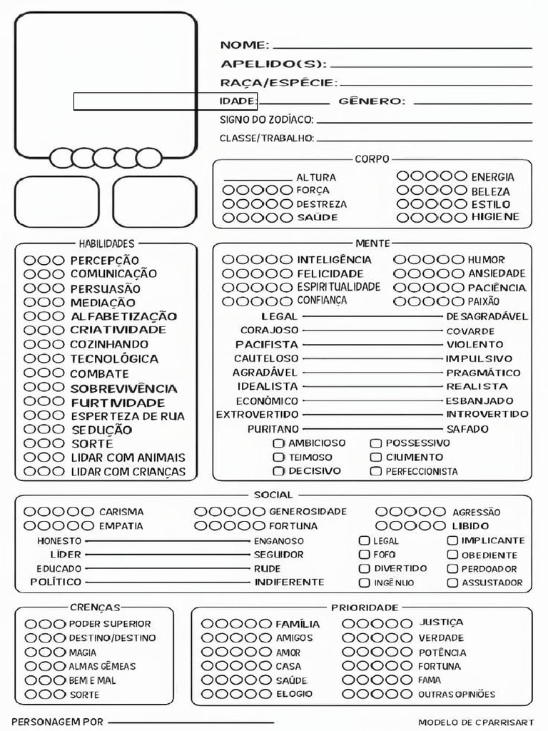 Character Sheet With Fields | PDF