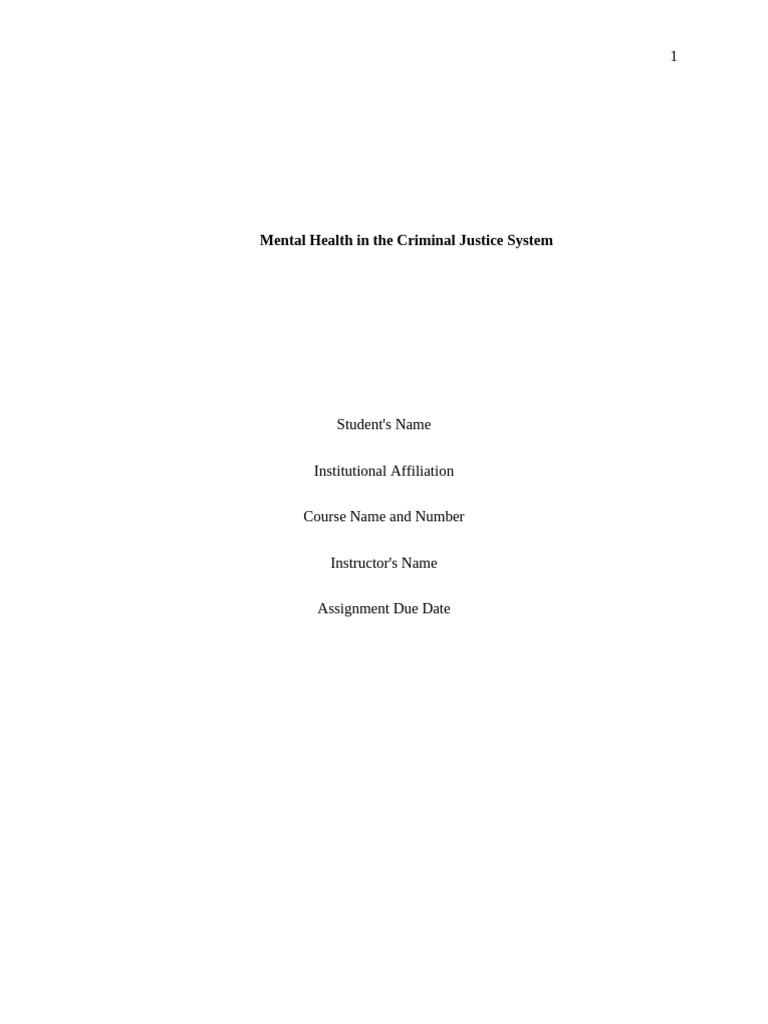 Mental Health in The Criminal Justice System | PDF | Incarceration In ...