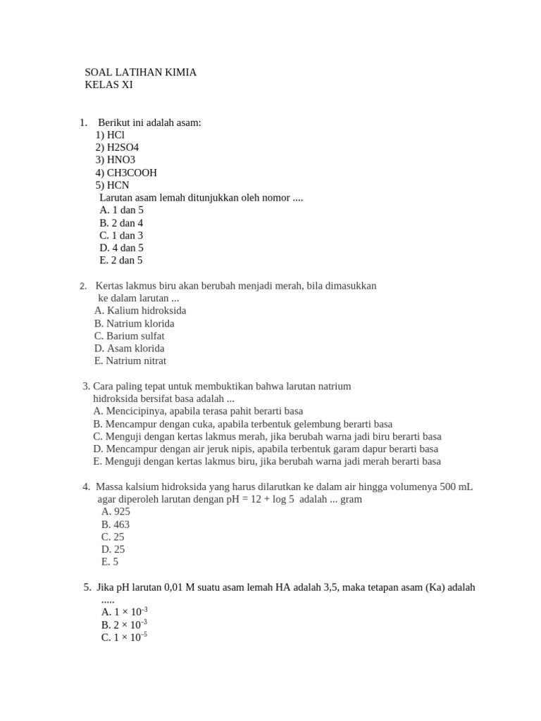 Soal PH ASAM BASA | PDF