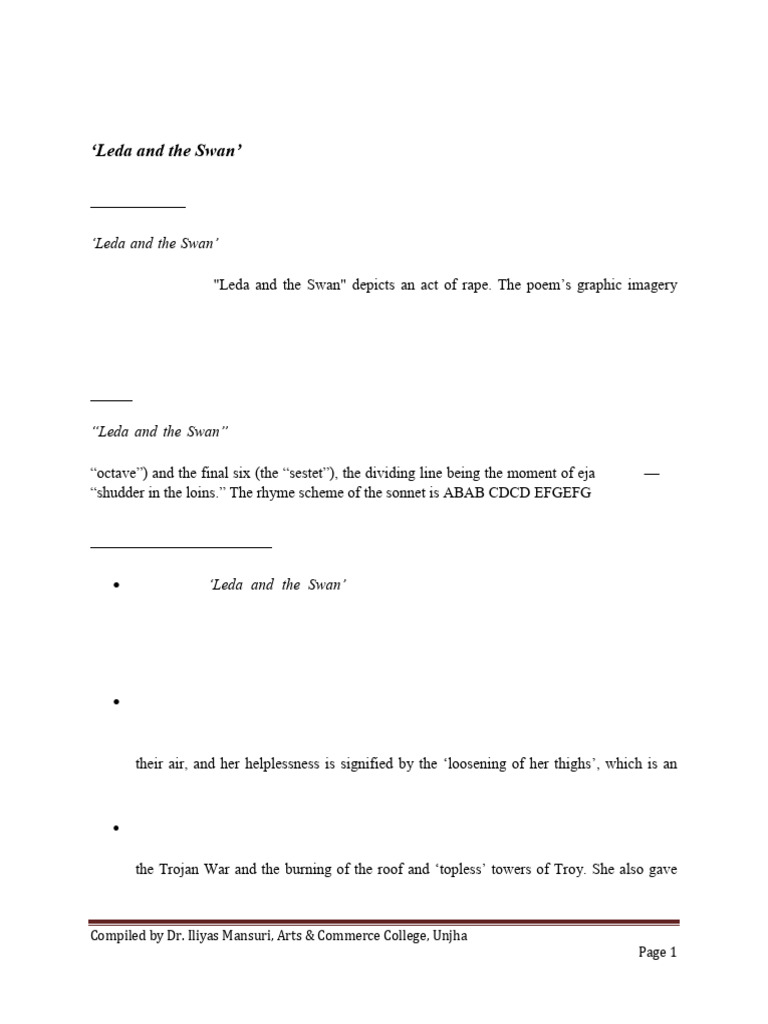 Leda and Swan Que | PDF | Poetry | Clytemnestra