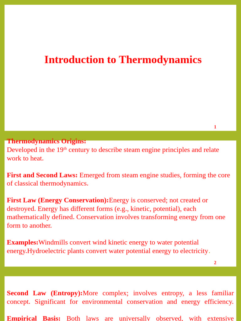 Introduction to thermodynamics | PDF