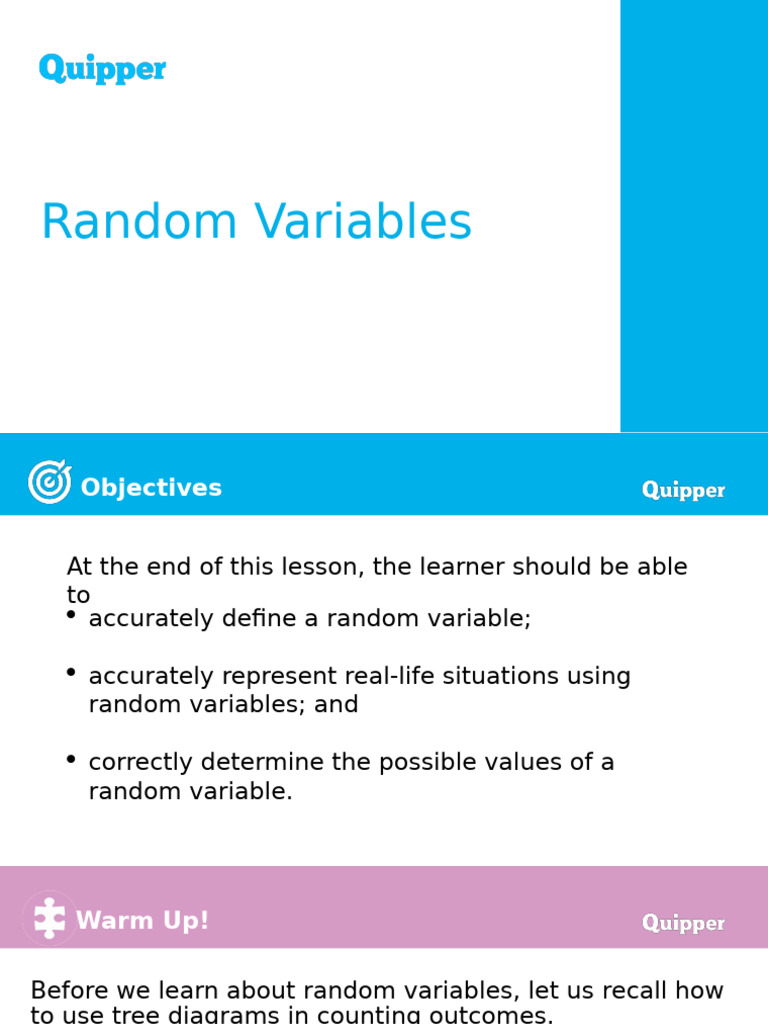 1 Random Variables SPTC 0101 Q3 FPF | PDF | Experiment | Random Variable