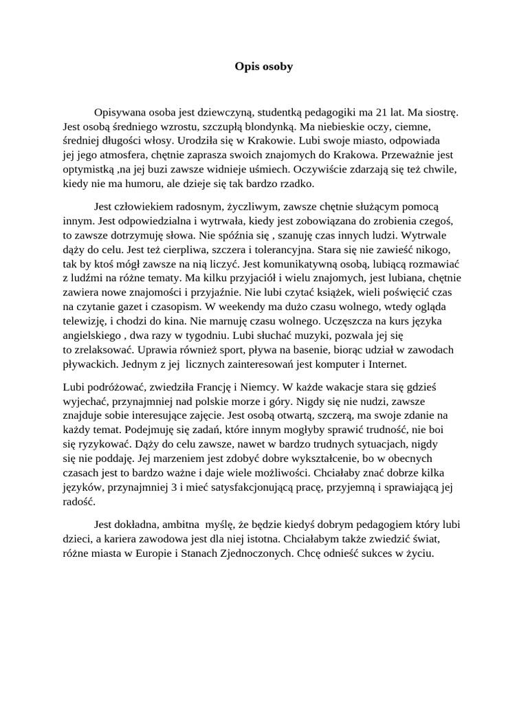 Opis Osoby | PDF