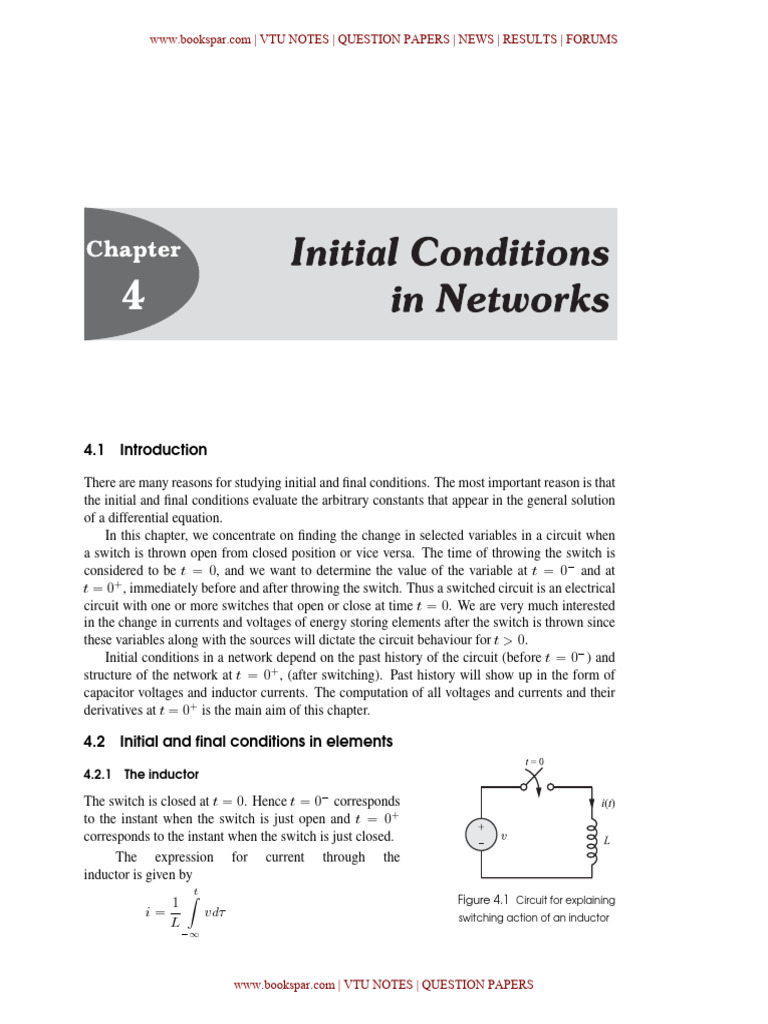 Chapter 4 Initial Conditions in Network | PDF | Electrical Network | Capacitor
