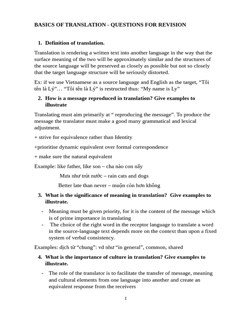 BASICS OF TRANSLATION | PDF | Translations | Semantics