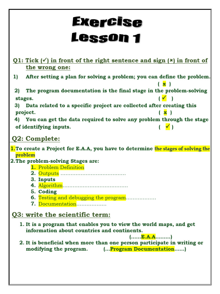 Problem-Solving Stages in E.A.A. | PDF