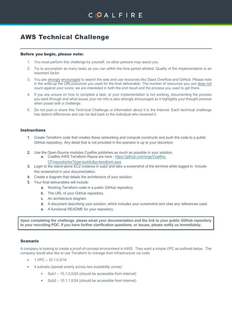 AWS Terraform Challenge Overview | PDF | Internet | Computing