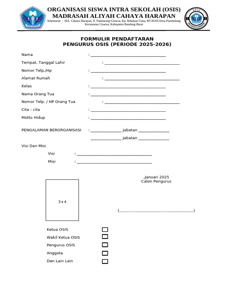 Formulir OSIS | PDF