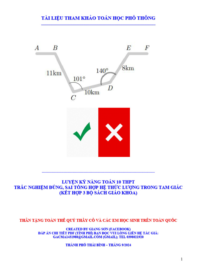 Luyen Ky Nang Trac Nghiem Dung Sai Tong Hop He Thuc Luong Trong Tam Giac | PDF