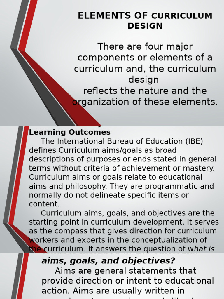 Key Elements of Curriculum Design | PDF | Curriculum | Learning