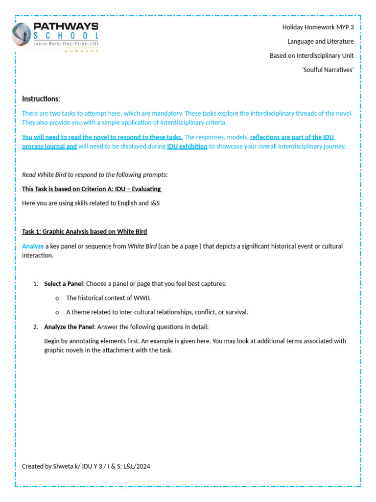 Holiday Homework MYP 3 IDU | PDF | Human Communication | Cognition
