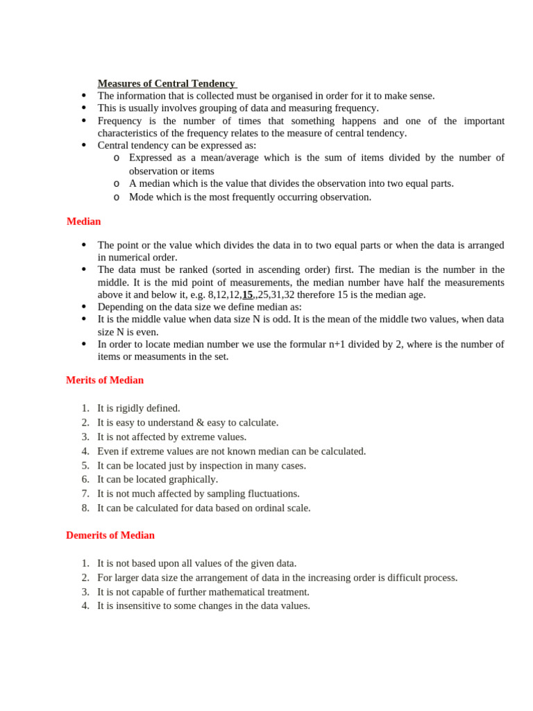 Understanding Central Tendency Measures | PDF | Mode (Statistics) | Median
