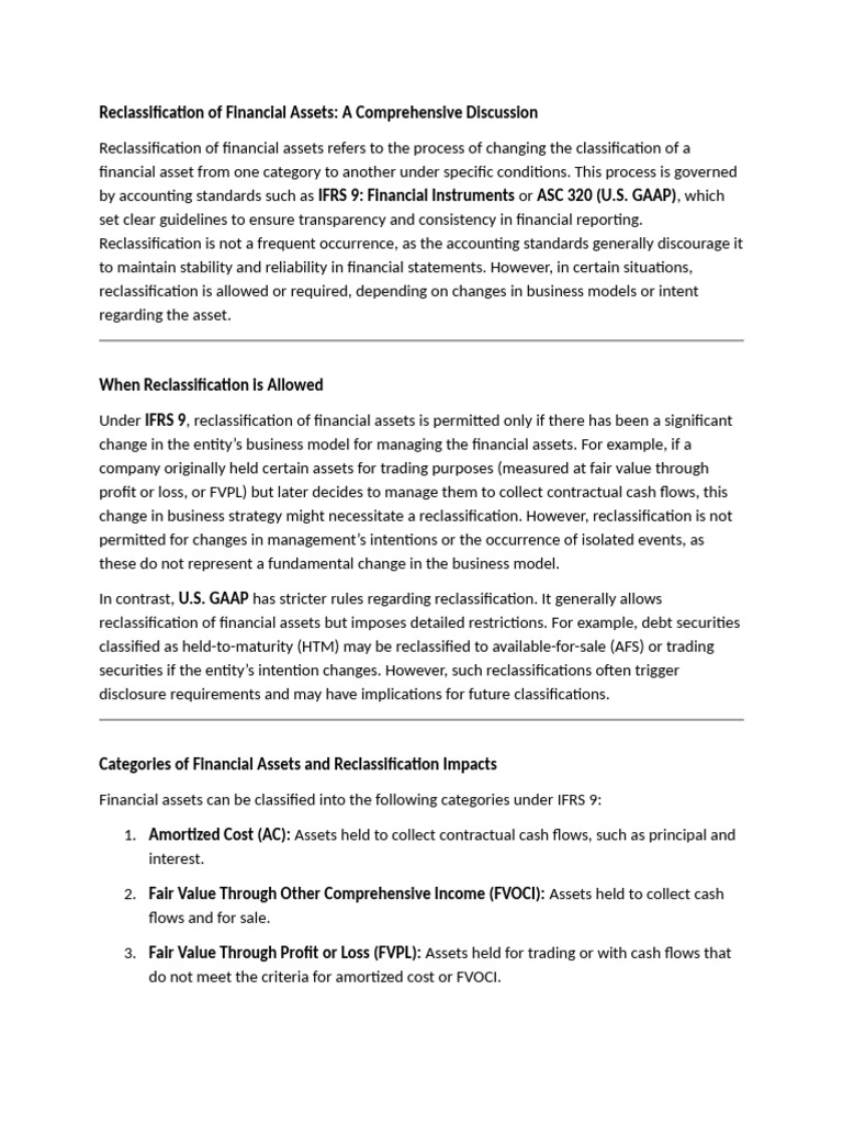 Reclassification of Financial Assets | PDF | Fair Value | Corporations