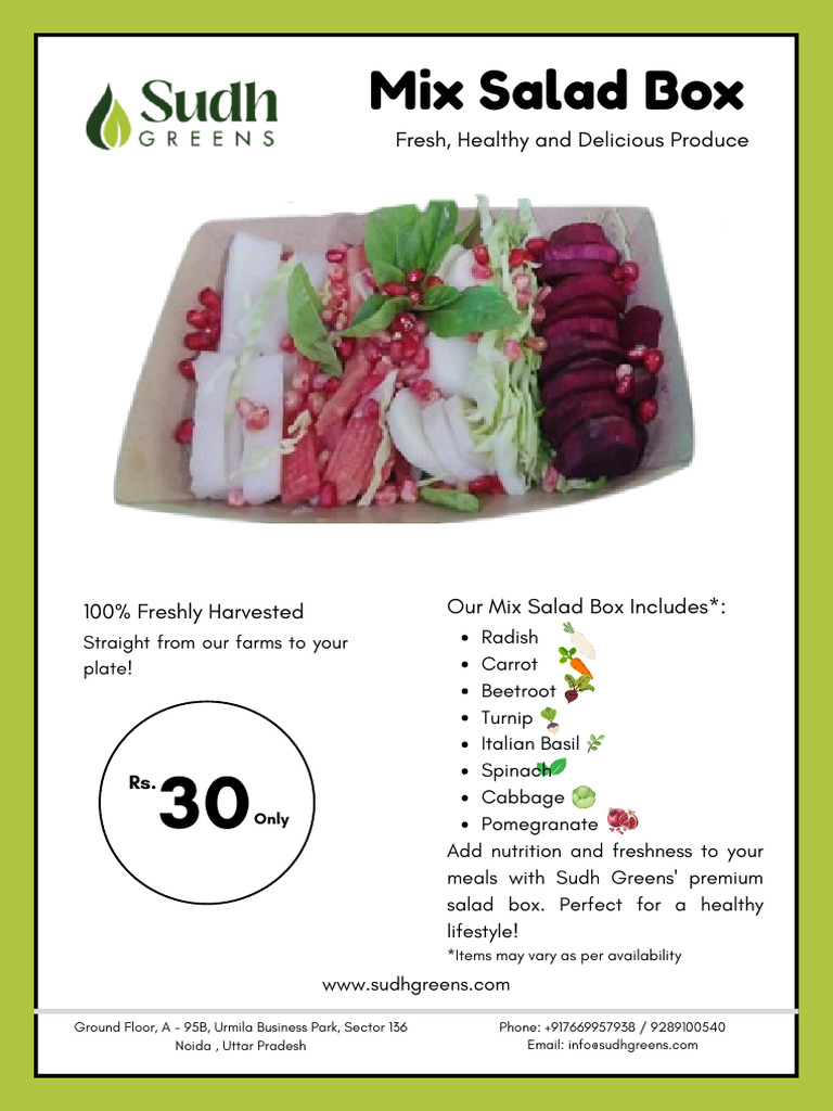 Fresh Mix Salad Box - Healthy Produce | PDF