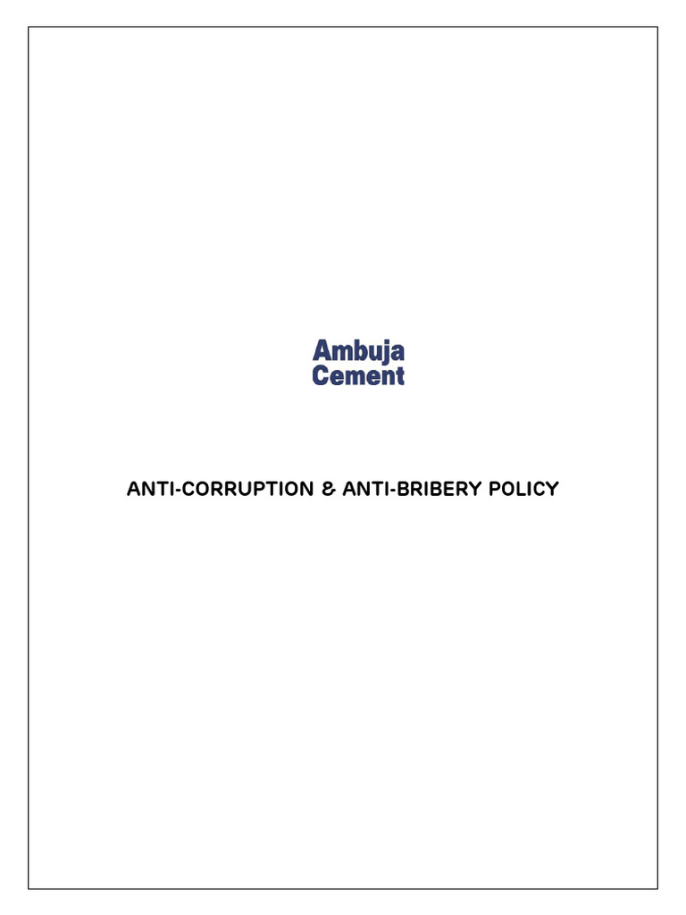 Ambuja Anti Corruption and Anti Bribery Policy 2023 06 06 | PDF | Bribery | Corruption