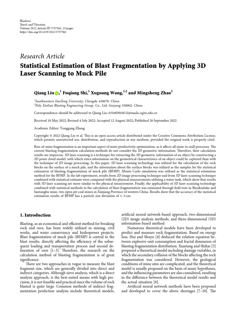 Statistical Estimation of Blast Fragmentation by A | PDF | Probability Distribution