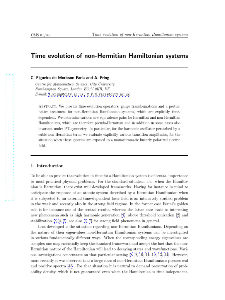 0604014v2 | PDF | Hamiltonian (Quantum Mechanics) | Wave Function
