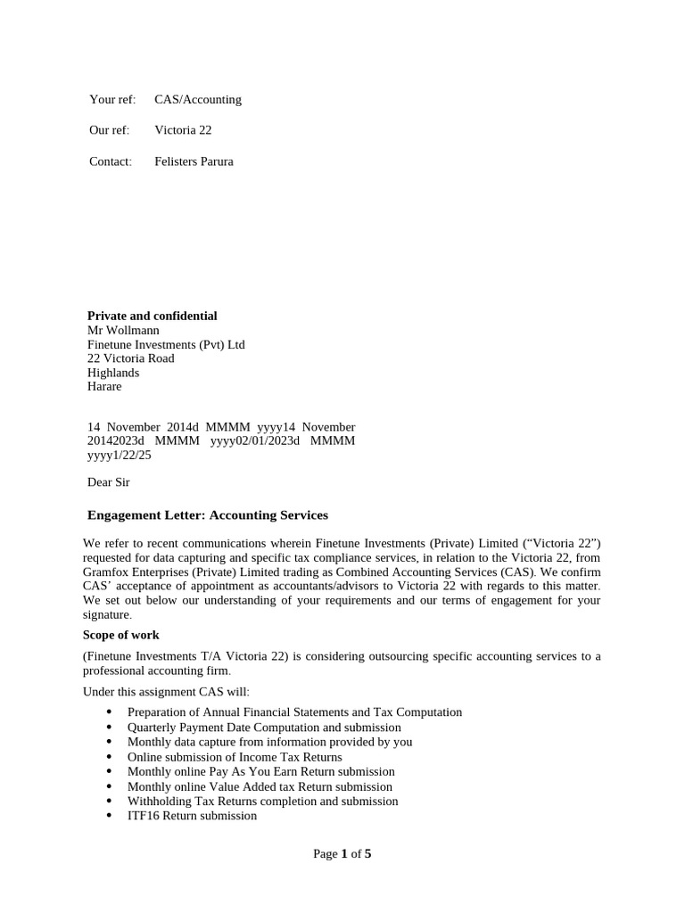 Enggaement Letter 2022 | PDF | Legal Liability | Taxes