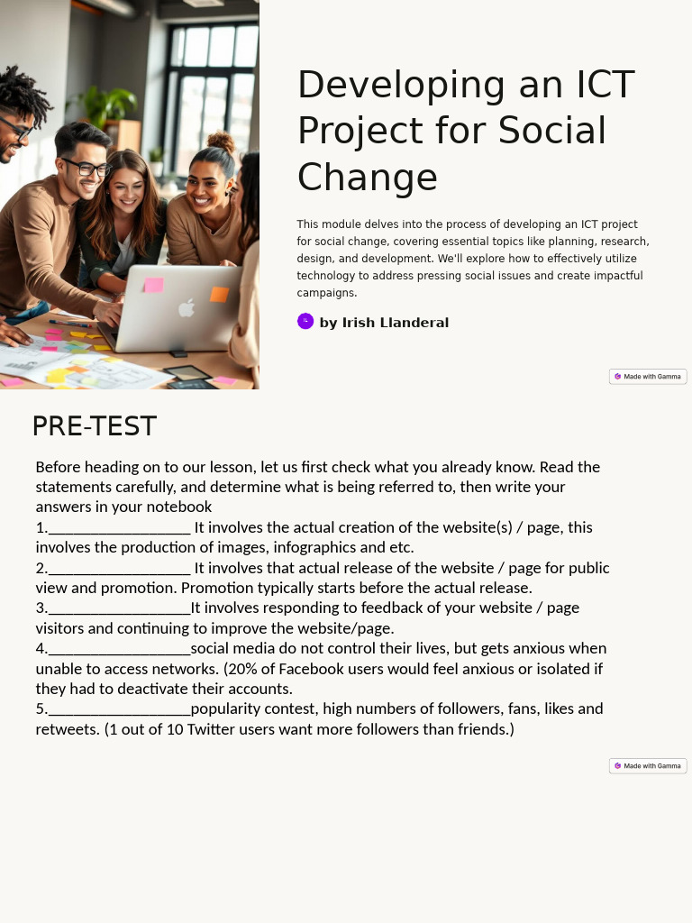 Developing an ICT Project for Social Change | PDF | Mobile App | Target Audience