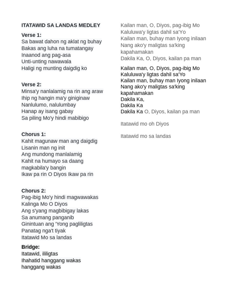 Itatawid Sa Landas Medley | PDF