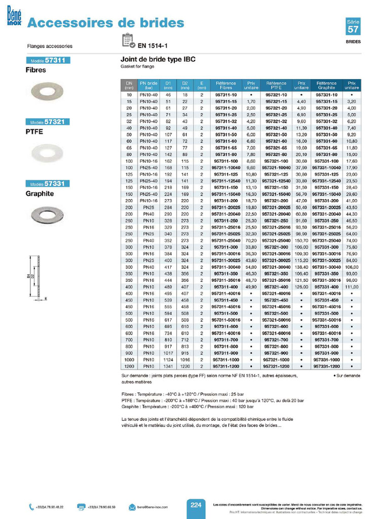 Joint de Bride Type Ibc Fibres 57311 Fiche Produit PDF 262 Ko 57311 Fiche Produit Lmod1 | PDF